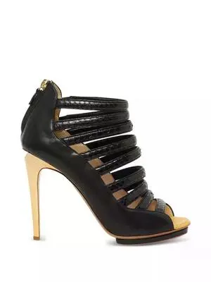 Linda Farrow Snakeskin-effect Multi-strap High Heel Sandals