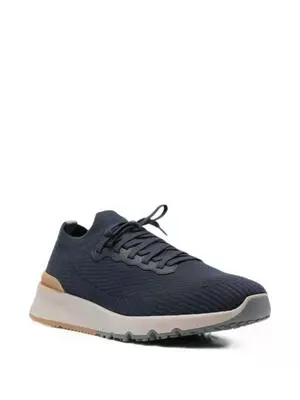 Brunello Cucinelli Wool Knit And Calfskin Runners