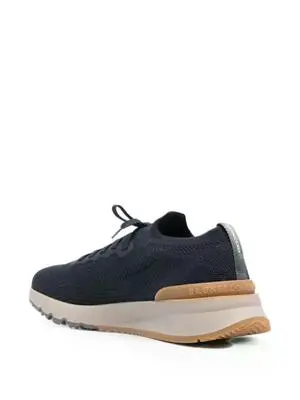 Brunello Cucinelli Wool Knit And Calfskin Runners