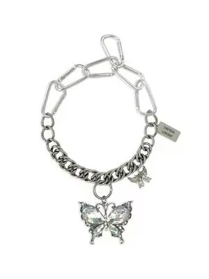 CHOPOVA LOWENA Double Butterfly Carabiner Necklace - Silver