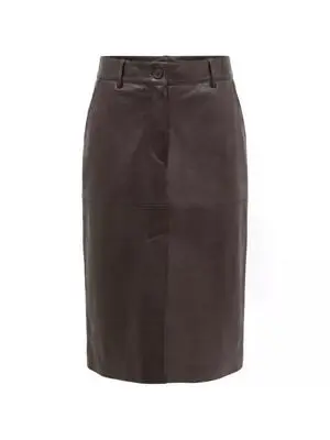 P.a.r.o.s.h Panelled Calf Leather Midi Skirt - Brown
