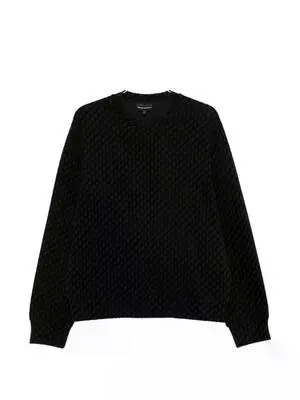 Emporio Armani Monogram-pattern Crew-neck Sweater - Black