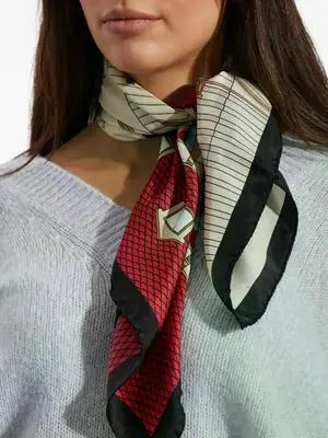 Moschino Architectural-print Silk Scarf - Neutrals