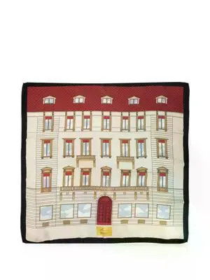 Moschino Architectural-print Silk Scarf - Neutrals