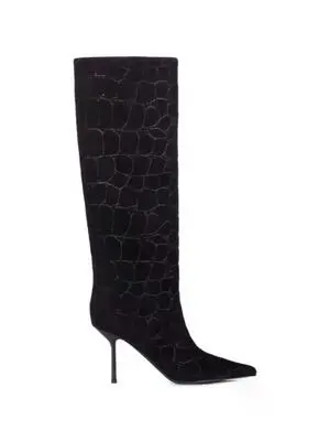 LE SILLA Bella Croc-effect Knee-high Boots - Black