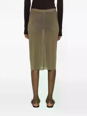 THE FRANKIE SHOP Suva Sheer Pencil Midi Skirt - Green
