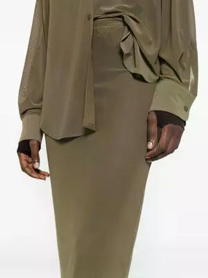 THE FRANKIE SHOP Suva Sheer Pencil Midi Skirt - Green