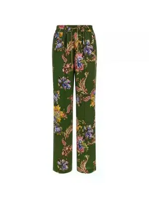 Etro Floral-print Trousers - Green