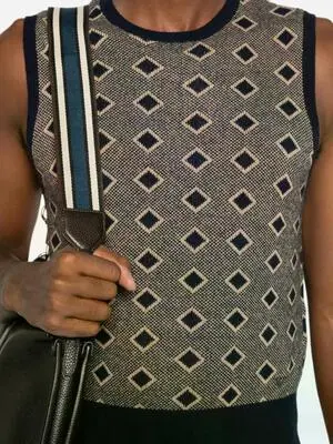 Emporio Armani Sleeveless Diamond-patterned Vest - Neutrals
