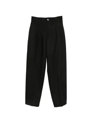 AMI Paris Pleated Straight-leg Trousers - Black