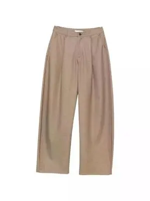 ELEH Pleated Wide-leg Trousers - Brown