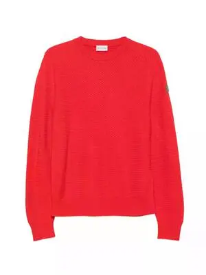 Moncler Waffle-knit Logo-patch Sweater - Red