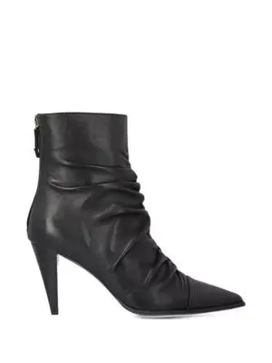 Pinko Ruched Pointed-toe Ankle Boots - Black