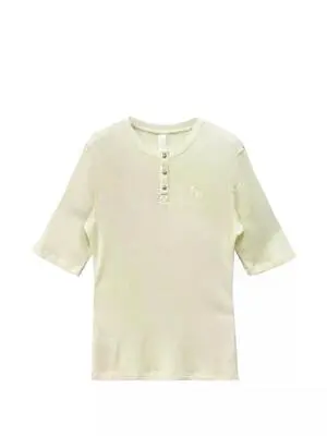 Chrome Hearts Ch Letter Waffle Thermal Short Sleeve Henley T-shirt - Neutrals