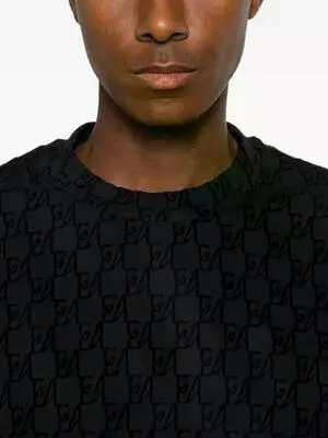 Emporio Armani Monogram Pattern Long-sleeve Sweater - Black