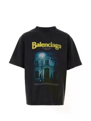 Balenciaga The Address Medium-fit T-shirt In Washed - Black