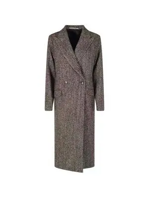 Tagliatore Linden Herringbone-pattern Double-breasted Coat - Brown