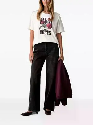 Liu Jo Rose-print Rhinestone-embellished T-shirt - White