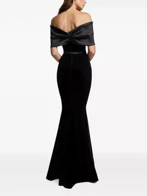 CRISTALLINI Bow-detail Velvet Maxi Dress