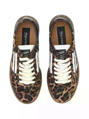 PURAAI Leopard Print Lace-up Sneakers