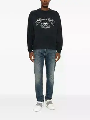 Emporio Armani Logo-print Raglan-sleeve Sweater - Blue