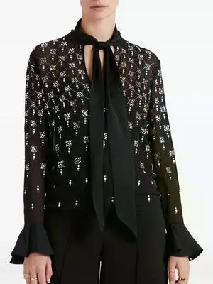 TEMPERLEY LONDON Crystal-embellished Pussy-bow Blouse