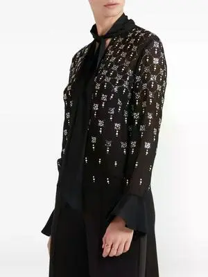 TEMPERLEY LONDON Crystal-embellished Pussy-bow Blouse