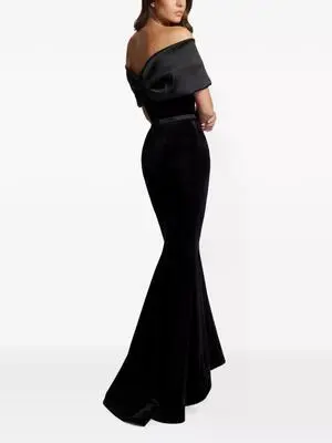 CRISTALLINI Off-the-shoulder Bow-detail Maxi Dress
