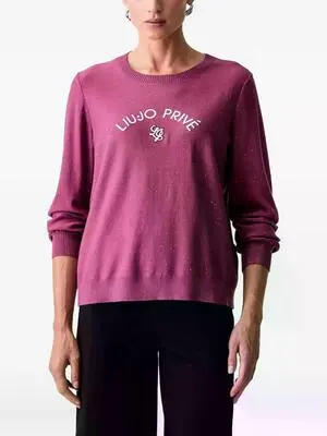 Liu Jo Sequin-embellished Logo-embroidered Sweater - Purple