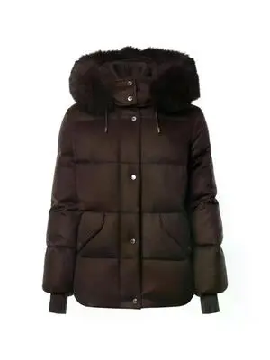 MOORER Faux-fur-trimmed Hooded Puffer Jacket - Brown