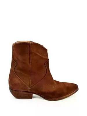 ELIA MAURIZI Suede Western Ankle Boots - Brown