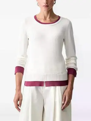 Liu Jo Layered-effect Ribbed-trim Sweater - White