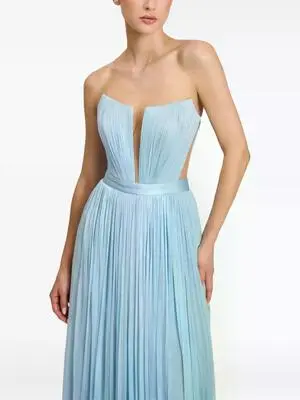 CRISTALLINI Serena Pleated Silk Maxi Dress - Blue