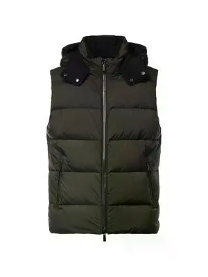 MOORER Hooded Padded Gilet - Green