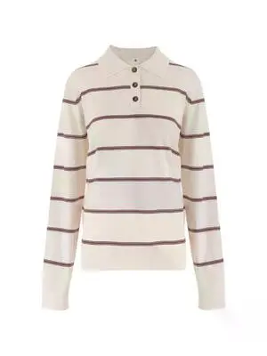 THE GARMENT Striped Long-sleeve Polo Shirt - Neutrals