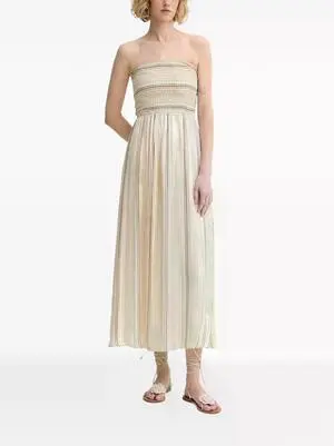 SESSUN Shirred Striped Midi Dress