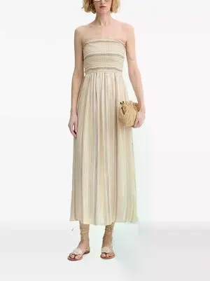 SESSUN Shirred Striped Midi Dress