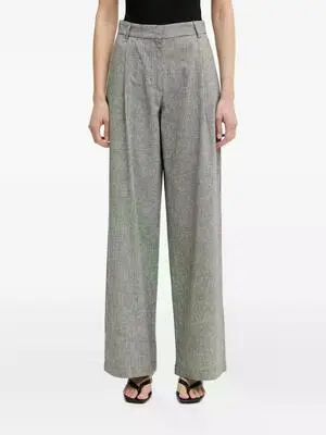 SESSUN Provencot Houndstooth-pattern Wide-leg Trousers - White
