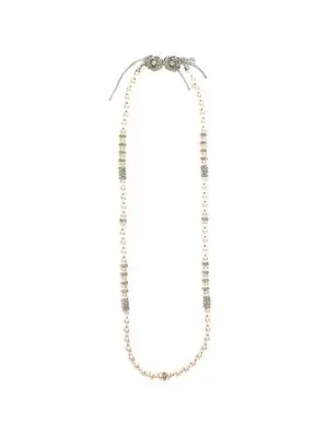 Alessandra Rich Crystal Embellished Faux Pearl Necklace - Neutrals