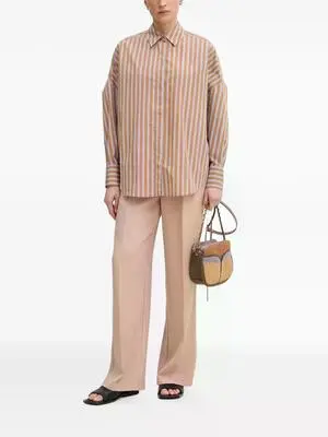 SESSUN Armando Striped Tie-cuff Shirt - Orange