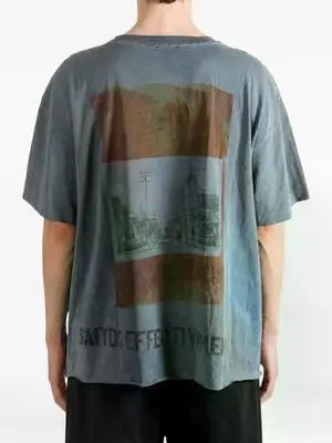 SAITOS Cross-print Distressed T-shirt