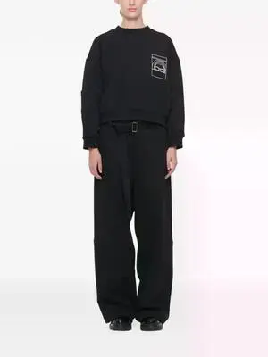 Plan C Belted Wide-leg Trousers - Black
