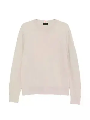 Moncler Logo-patch Waffle-knit Sweater - Neutrals