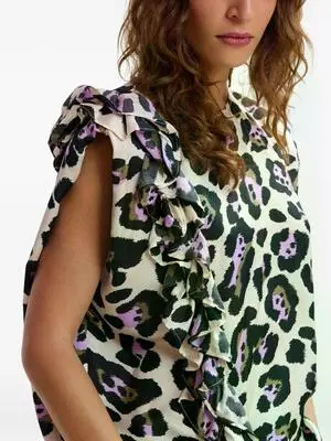Essentiel Antwerp Ruffle-detail Leopard-print Blouse
