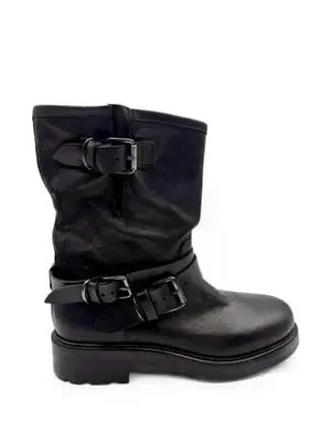 STRATEGIA SHOES Buckle-detail Leather Boots - Black
