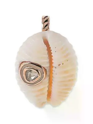 DEZSO Diamond Cowry-shell Pendant In 18k Rose Gold - Pink