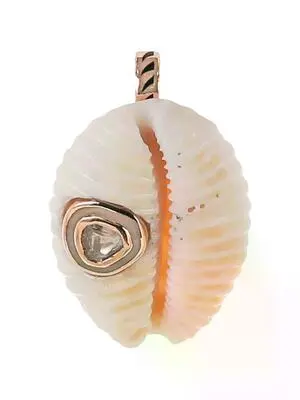 DEZSO Diamond Cowry-shell Pendant In 18k Rose Gold - Pink