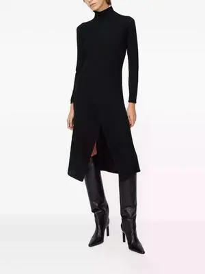 VIOLANTE NESSI Ribbed-knit Front-slit Dress - Black
