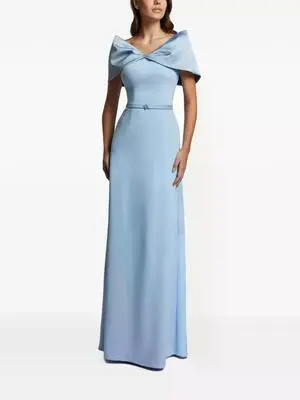 CRISTALLINI Belted Fluid Maxi Dress - Blue