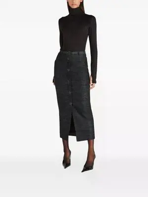 VIOLANTE NESSI Belted Silk-tweed Midi Skirt